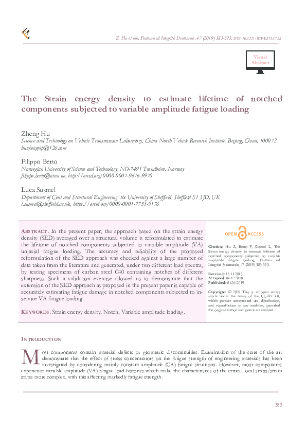 (PDF) The Strain energy density to estimate lifetime of notched ...