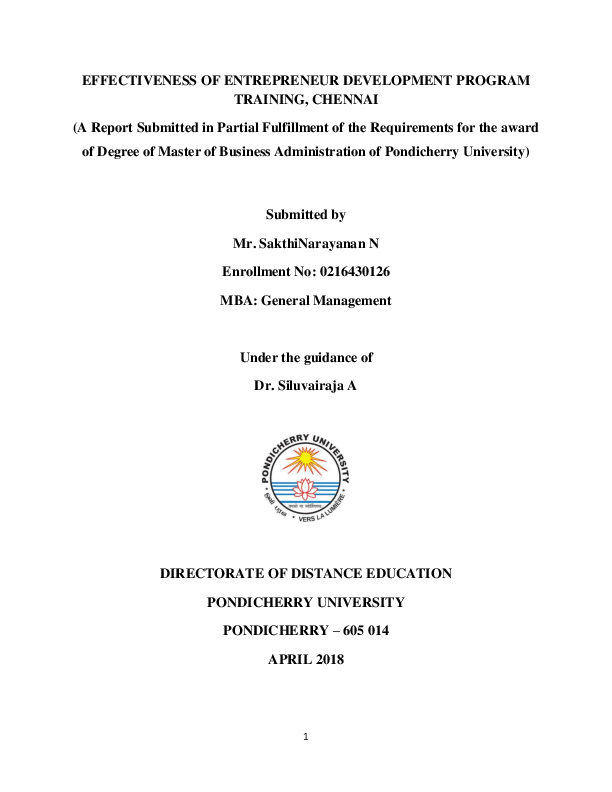 (PDF) EFFECTIVENESS OF ENTREPRENEUR DEVELOPMENT PROGRAM TRAINING ...