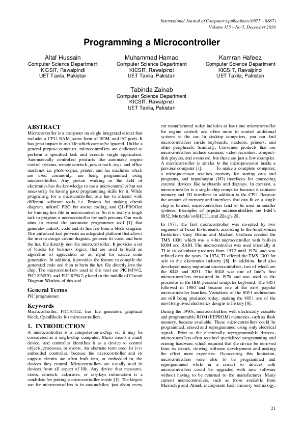 (PDF) Programming a Microcontroller