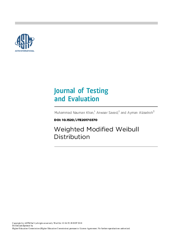 Pdf Weighted Modified Weibull Distribution
