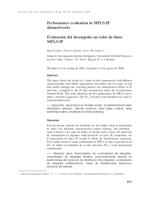(PDF) Performance evaluation in MPLS/IP datanetworks
