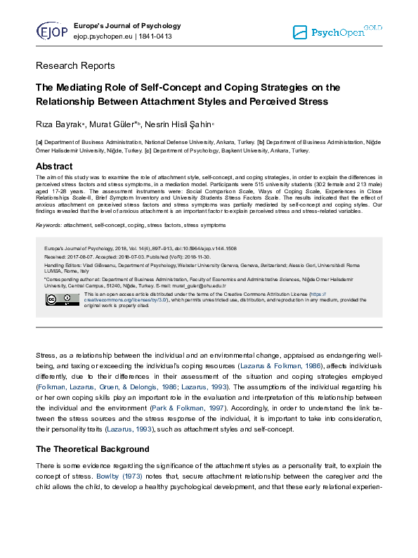 (PDF) The Mediating Role of Self-Concept and Coping Strategies on the Relationship Between ...