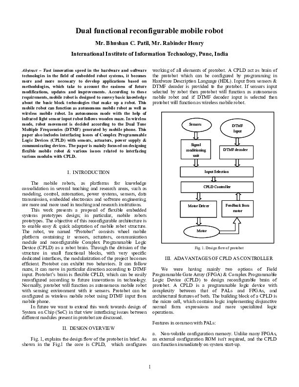 (PDF) Dual functional reconfigurable mobile robot