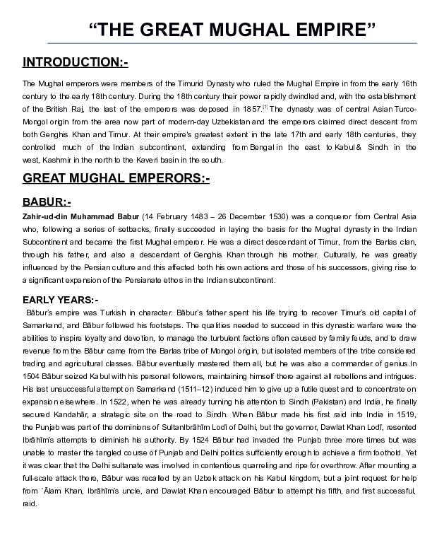 (DOC) THE GREAT MUGHAL EMPIRE