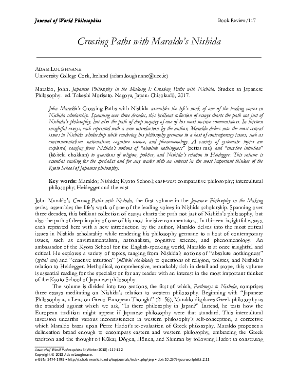 (PDF) Crossing Paths with Maraldo's Nishida