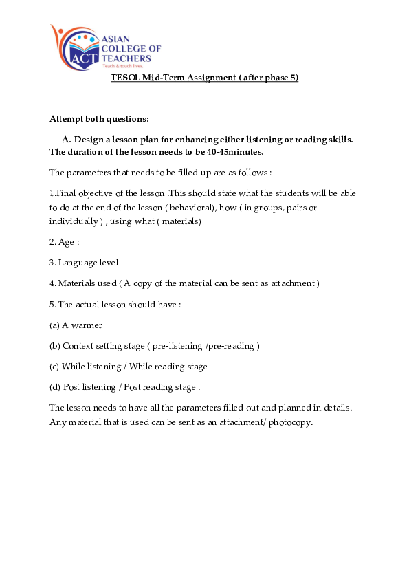 (PDF) TESOL Mid-Term Assignment ( after phase 5