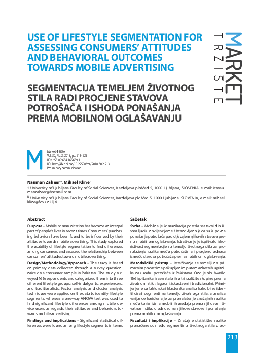 Pdf Use Of Lifestyle Segmentation For Assessing Consumers Attitudes And Behavioral Outcomes