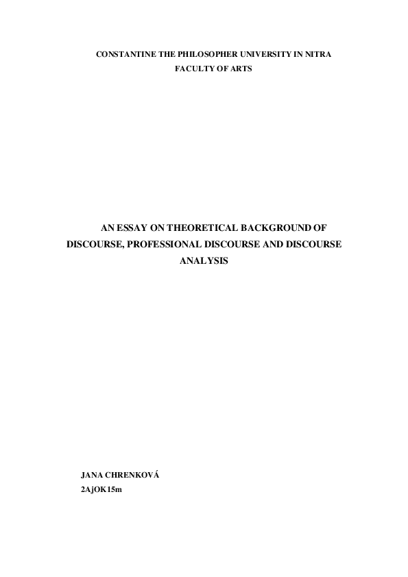 (DOC) Theoretical background on discourse, professional discourse and ...