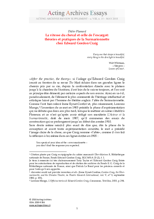 (PDF) La vitesse du cheval et celle de l'escargot: théories et ...