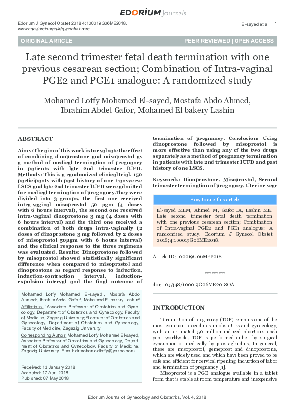(PDF) Late second trimester fetal death termination with one previous ...
