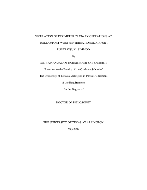 (PDF) SIMULATION OF PERIMETER TAXIWAY OPERATIONS AT DALLAS/FORT WORTH INTERNATIONAL AIRPORT ...
