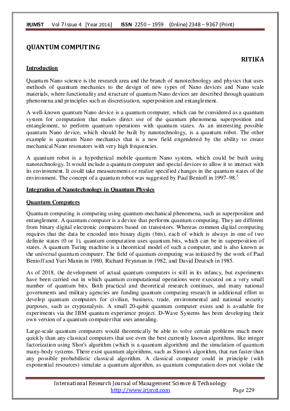 (PDF) QUANTUM COMPUTING