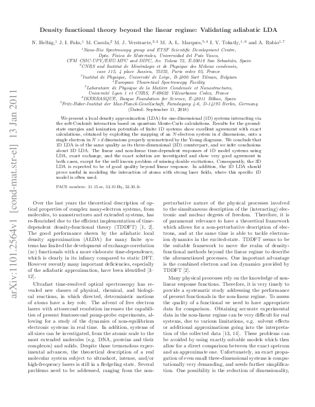 Pdf Density Functional Theory Beyond The Linear Regime Validating An