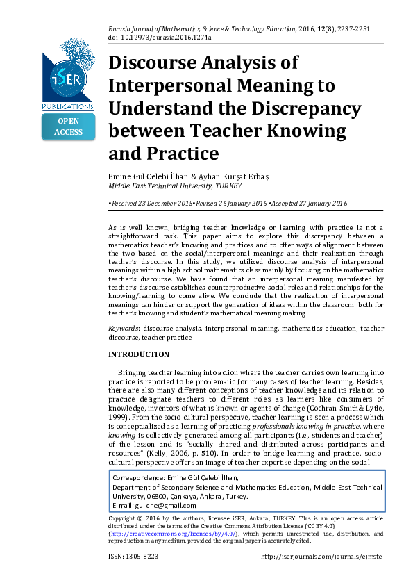(PDF) Discourse Analysis of Interpersonal Meaning to Understand the ...