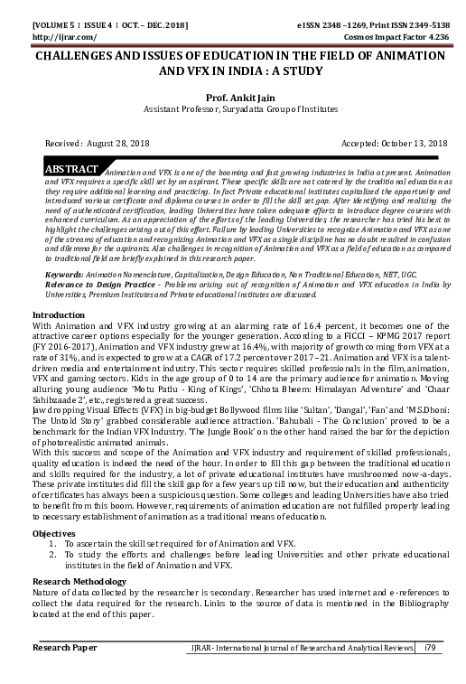 (PDF) CHALLENGES AND ISSUES OF EDUCATION IN THE FIELD OF ANIMATION AND ...