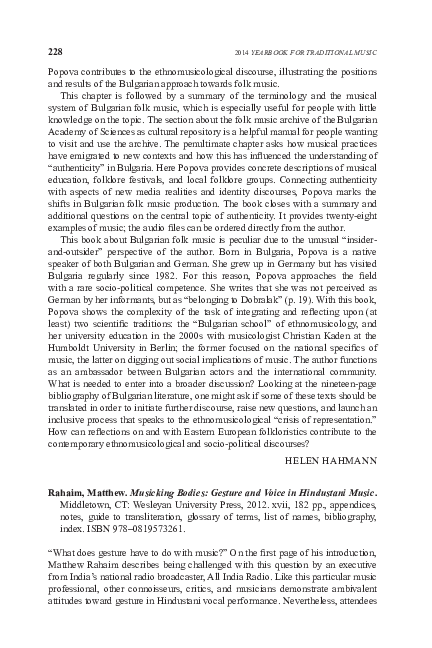 (PDF) Rahaim, Matthew. Musicking Bodies: Gesture and Voice in ...