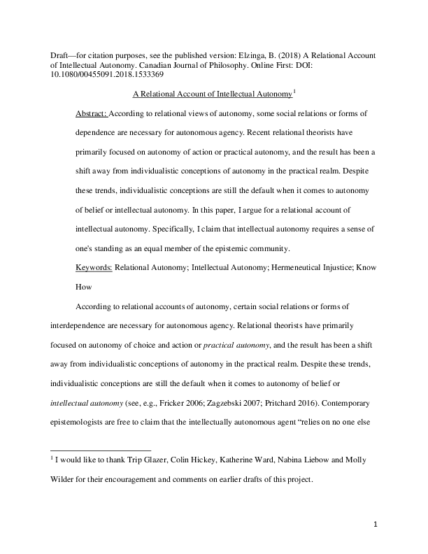 (DOC) A Relational Account of Intellectual Autonomy