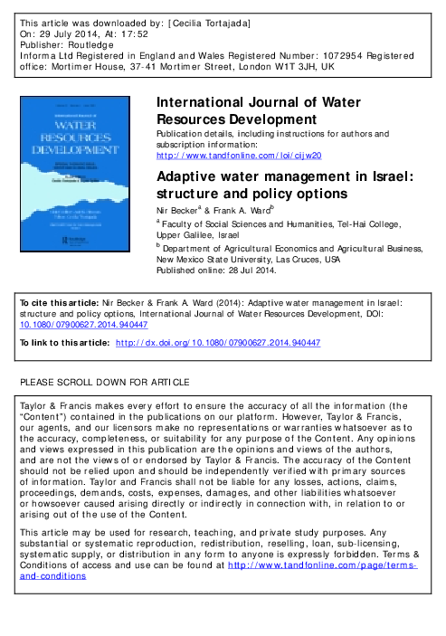 (PDF) International Journal of Water Resources Development Adaptive ...