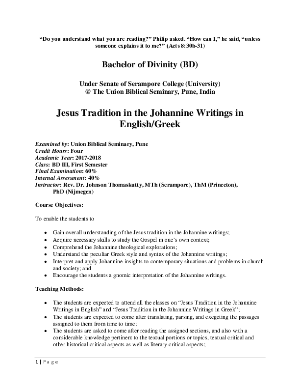 (PDF) Theology of the Johannine Writings PDF.pdf | Johnson Thomaskutty ...