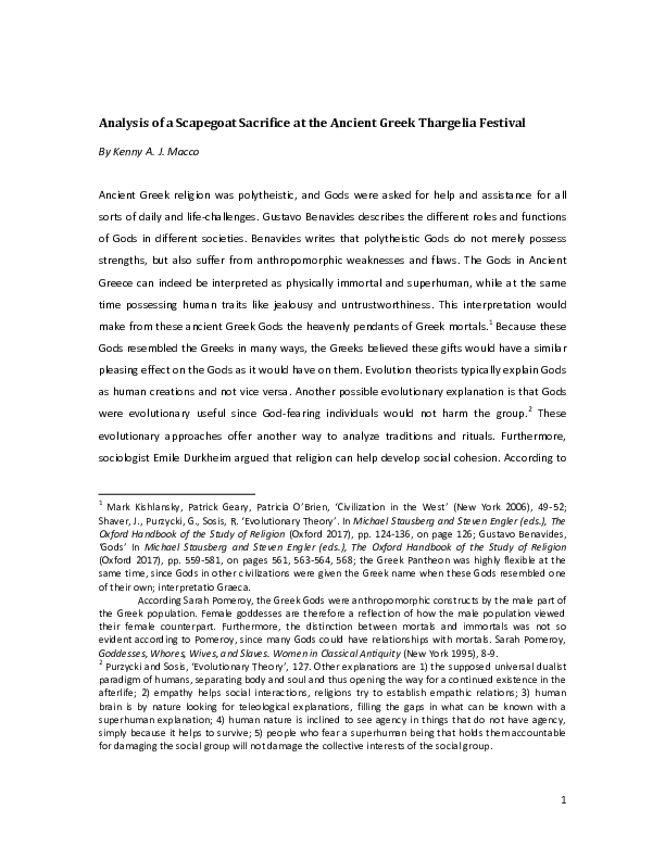 (PDF) Analysis of a Scapegoat Sacrifice at the Ancient Greek Thargelia ...