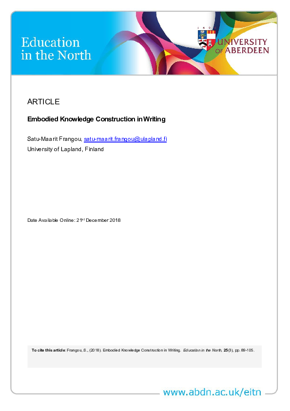 (PDF) Embodied Knowledge Construction in Writing