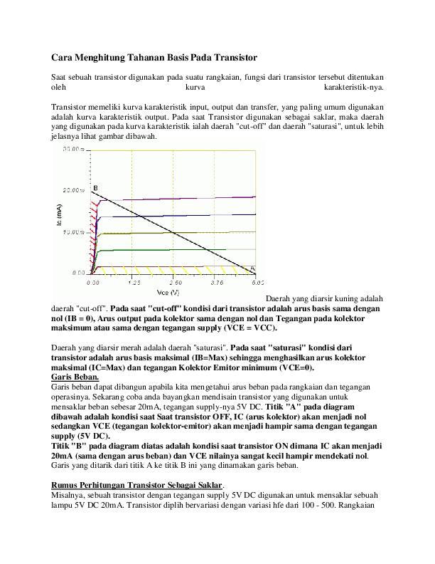 (DOC) Cara Menghitung Tahanan Basis Pada Transistor