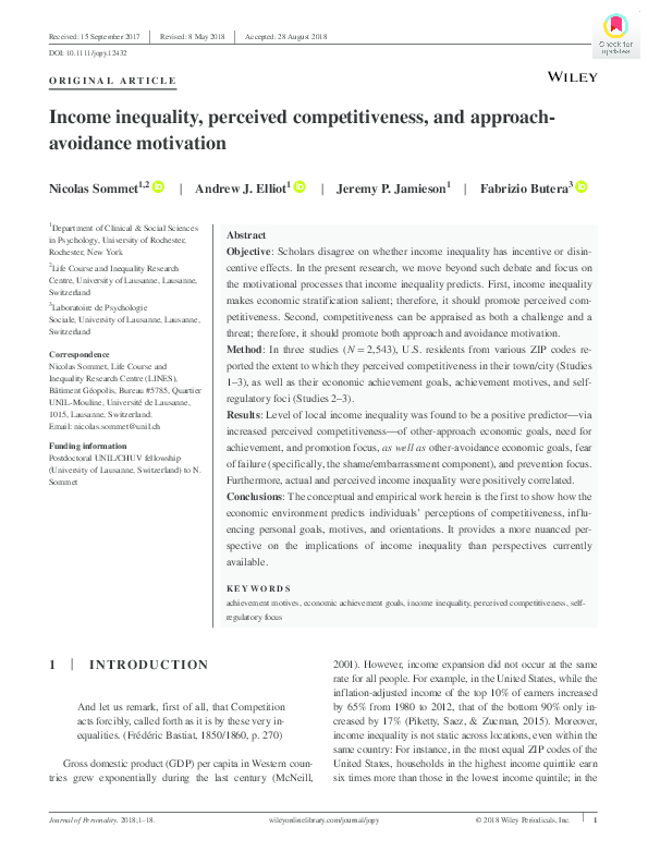(PDF) Income inequality, perceived competitiveness, and approach ...