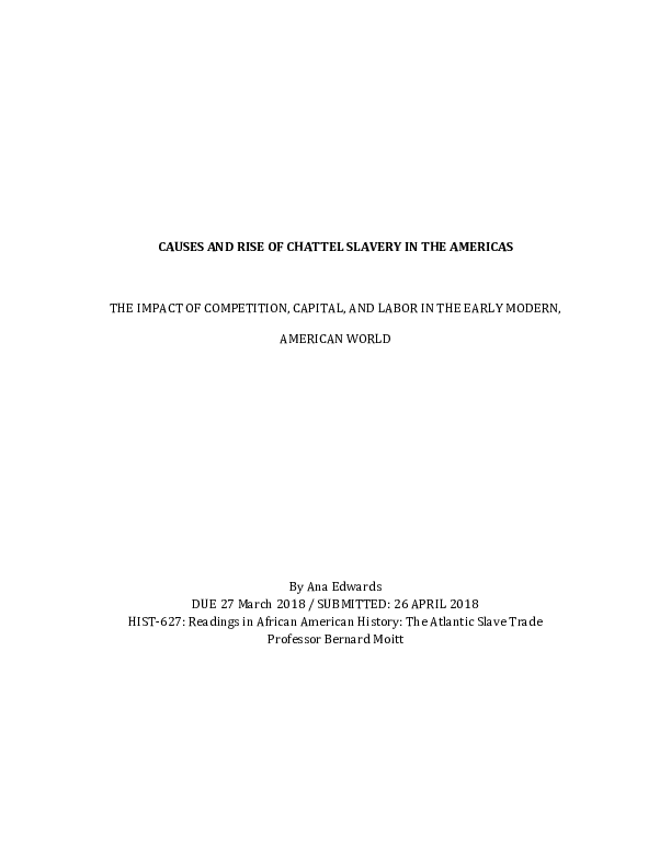 (DOC) Causes and Rise of Chattel Slavery in the Americas: Impact of ...
