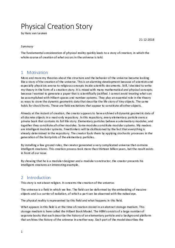 (PDF) Physical Creation Story