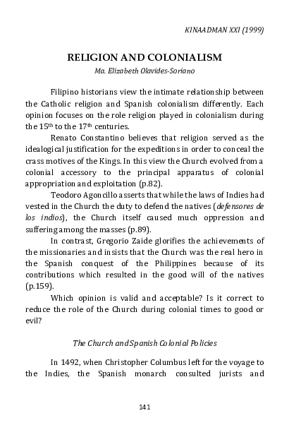 (PDF) RELIGION AND COLONIALISM
