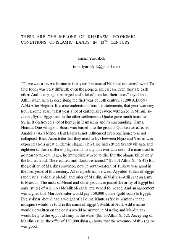 (DOC) Islamic econ: These are the Melons of Kharazm: Economic ...