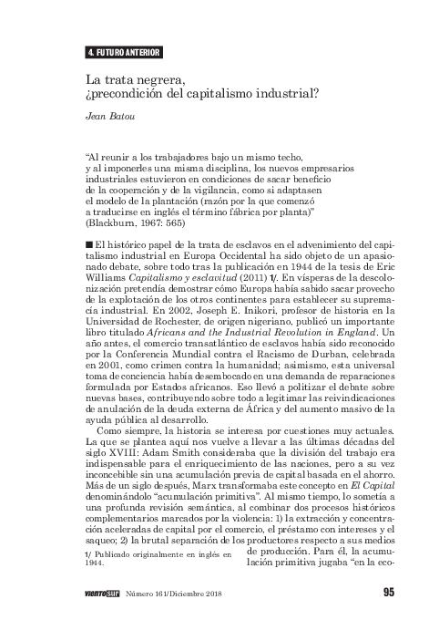 (PDF) La trata negrera, ¿precondición del capitalismo industrial