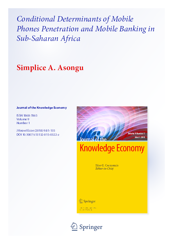(PDF) Conditional Determinants of Mobile Phones Penetration and Mobile Banking in Sub-Saharan ...