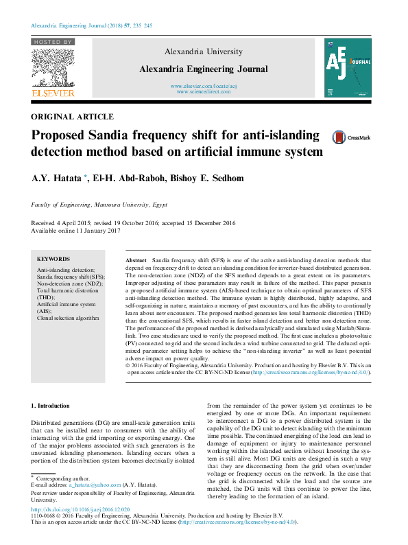 (PDF) Proposed Sandia frequency shift for anti-islanding detection method based on artificial ...