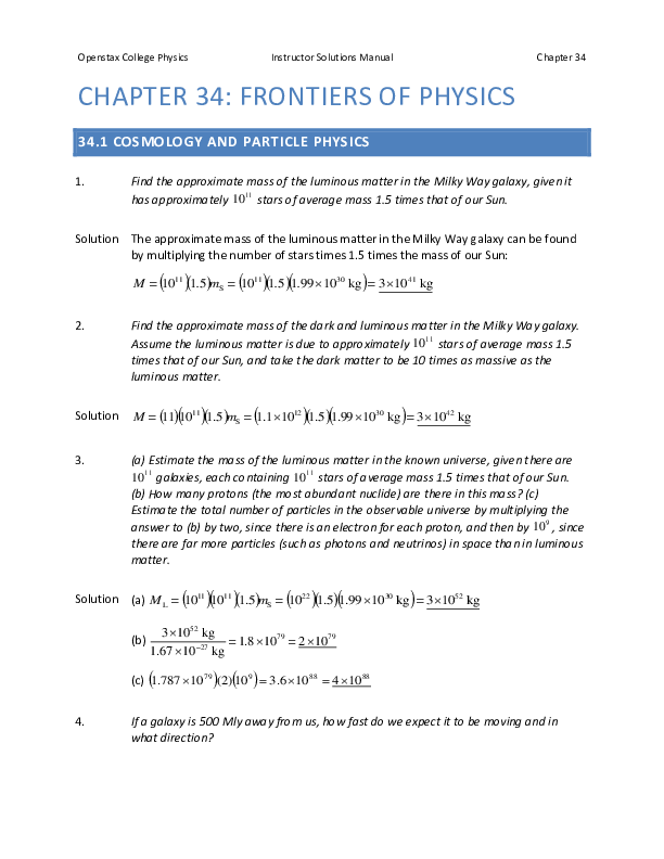 (DOC) Chapter 34: Frontiers of Physics 34.1 Cosmology and Particle ...