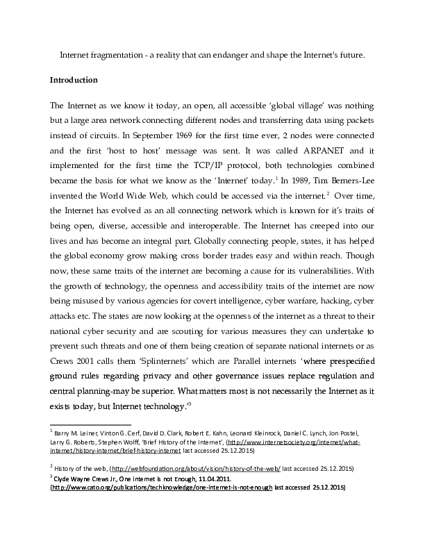 (DOC) Internet fragmentation -a reality that can endanger and shape the ...