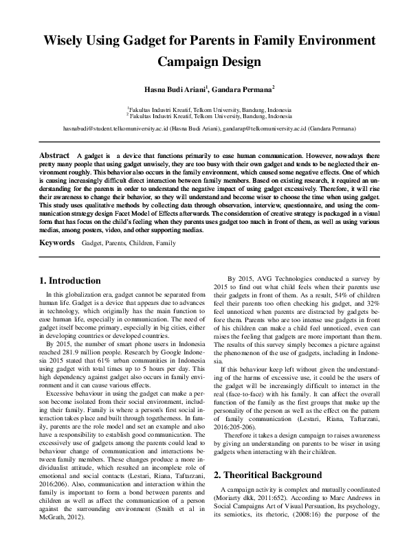 (PDF) Wisely Using Gadget for Parents in Family Environment Campaign Design