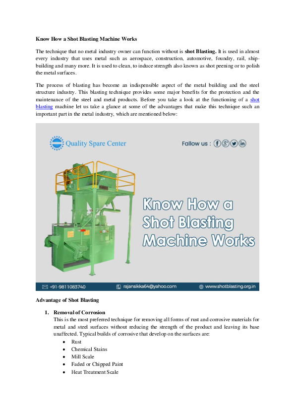 (PDF) Know How a Shot Blasting Machine Works