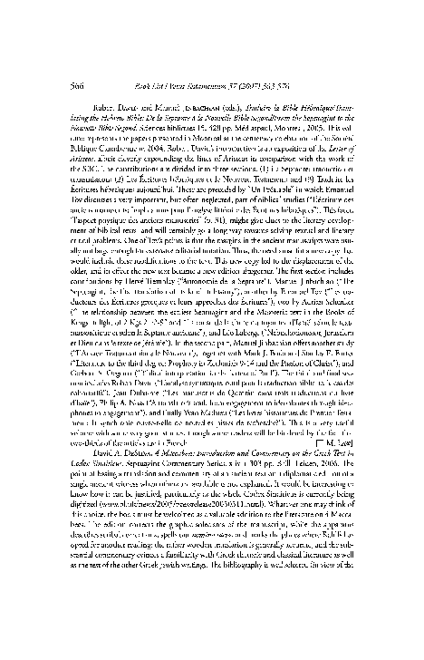 (PDF) Nicholas de Lange, “Review of ‘4 Maccabees: Introduction and ...