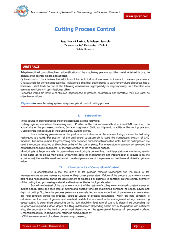 (PDF) Cutting Process Control