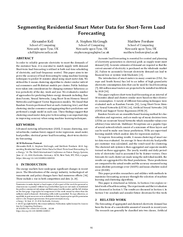 (PDF) Segmenting Residential Smart Meter Data for Short-Term Load Forecasting