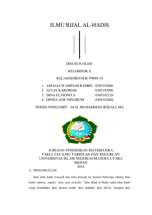 (DOC) ILMU RIJAL AL-HADIS