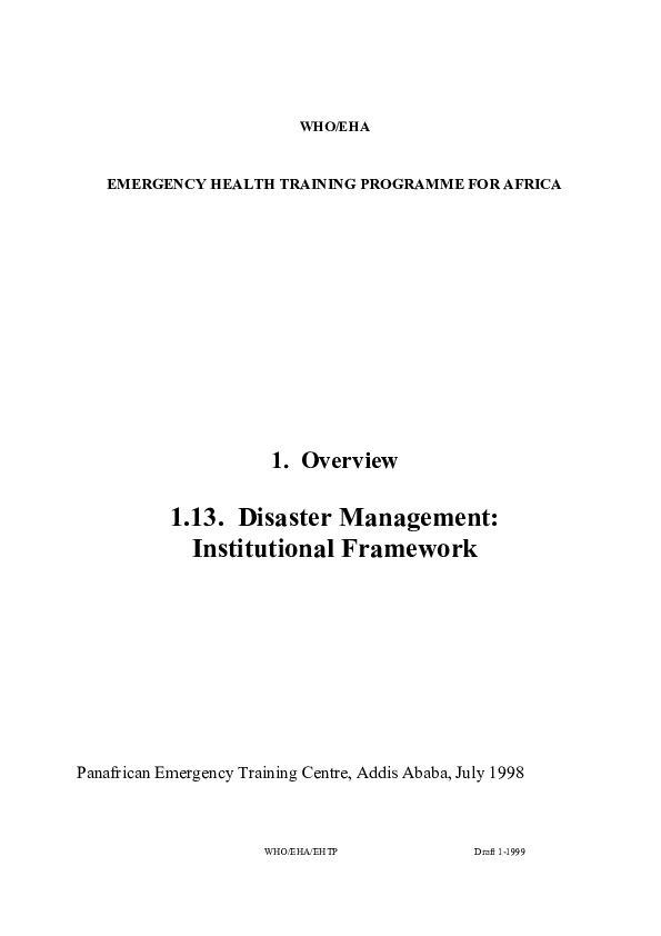 (PDF) WHO/EHA EMERGENCY HEALTH TRAINING PROGRAMME FOR AFRICA 1 ...