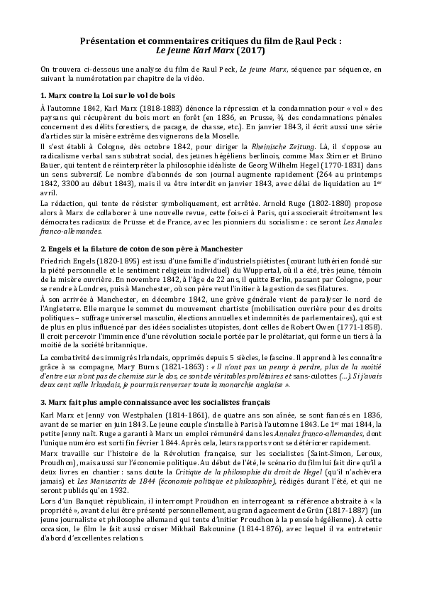 (PDF) Présentation et commentaire critique du film de Raul Peck, "Le ...