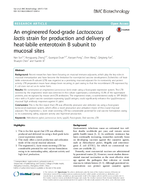 (PDF) An engineered food-grade Lactococcus lactis strain for production ...