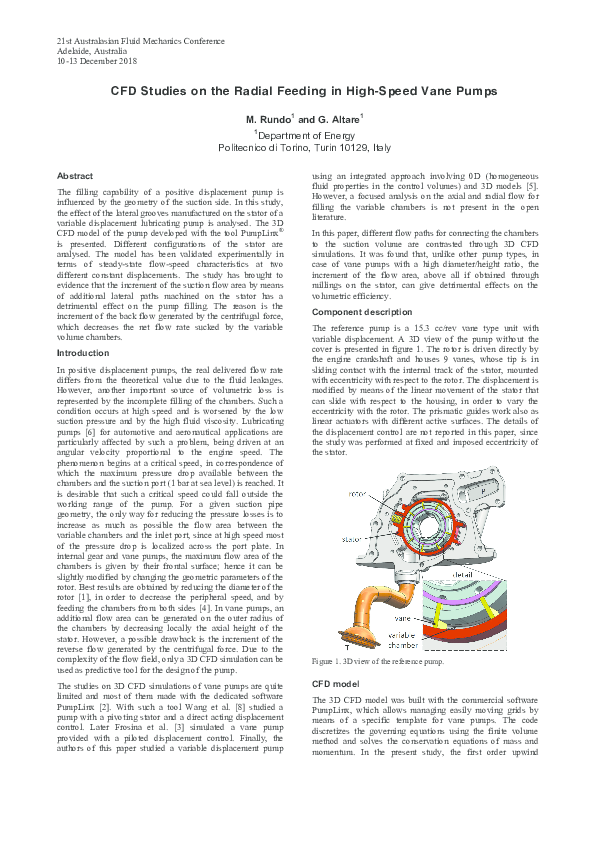 (PDF) CFD Studies on the Radial Feeding in High-Speed Vane Pumps