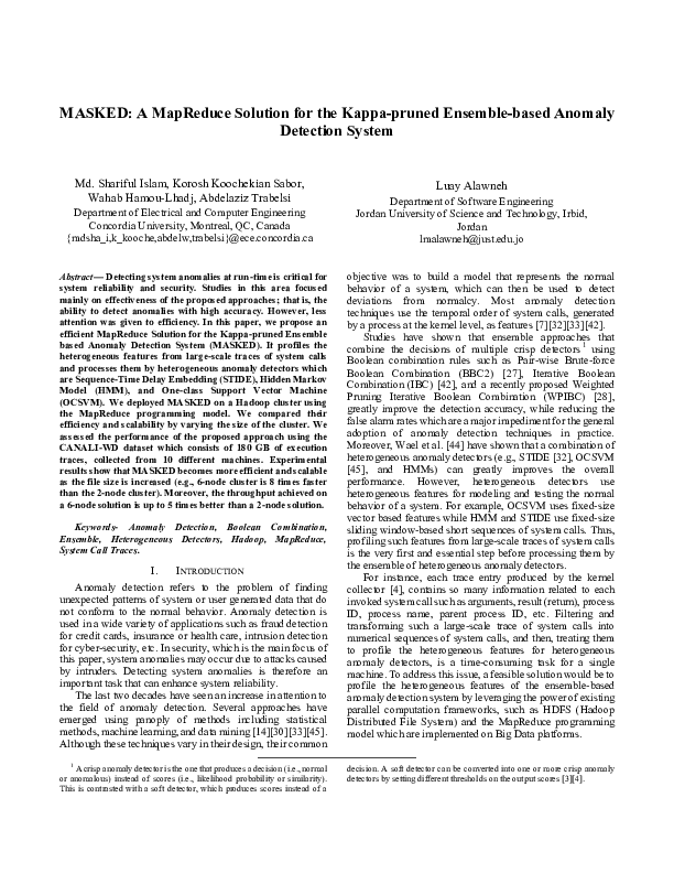 (PDF) MASKED: A MapReduce Solution for the Kappa-pruned Ensemble-based Anomaly Detection System