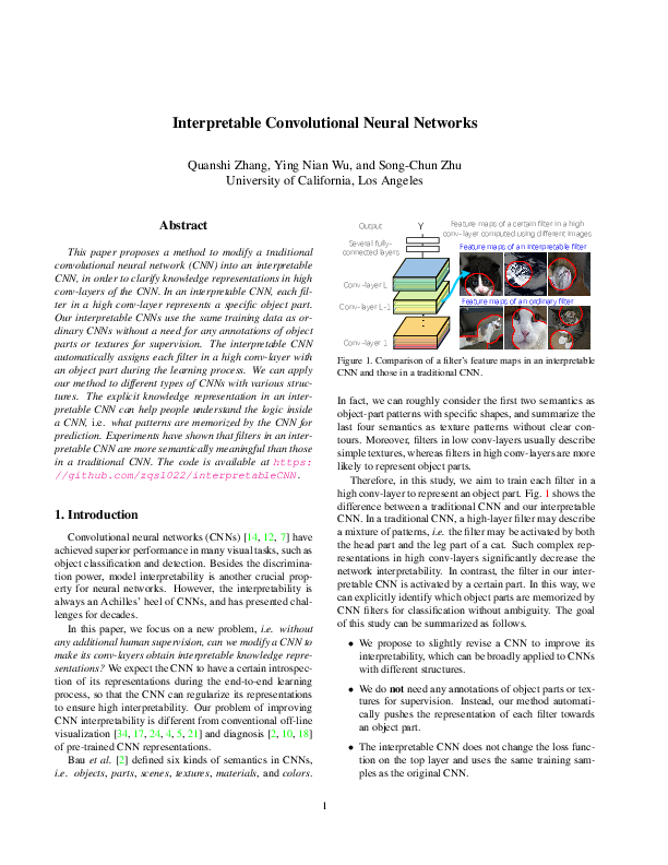 (PDF) Interpretable Convolutional Neural Networks