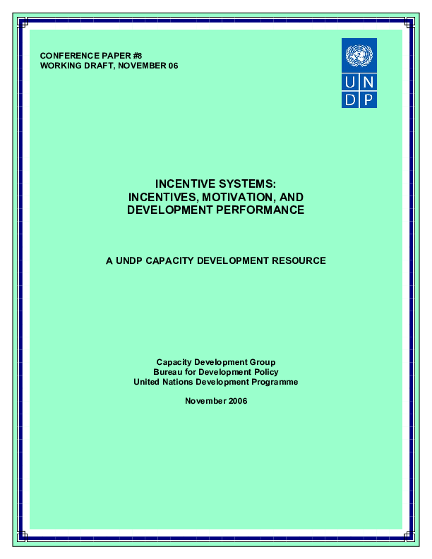(PDF) INCENTIVE SYSTEMS: INCENTIVES, MOTIVATION, AND DEVELOPMENT ...