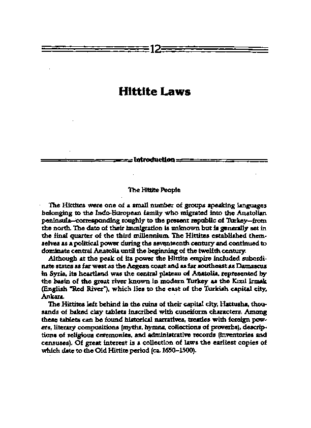 (PDF) Hittite Laws